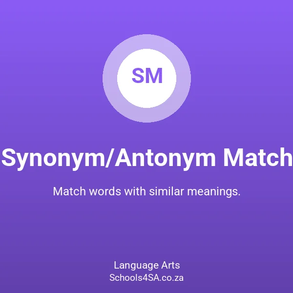 Synonym/Antonym Match - Language Arts | Schools4SA